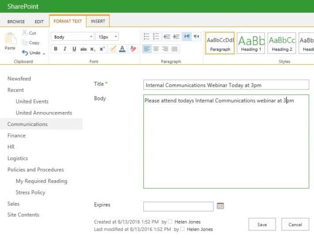 How to publish, expire & promote internal announcements using ...