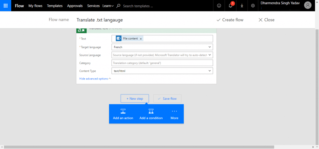 How to translate a document from one language to another using Microsoft Flow - Collab365