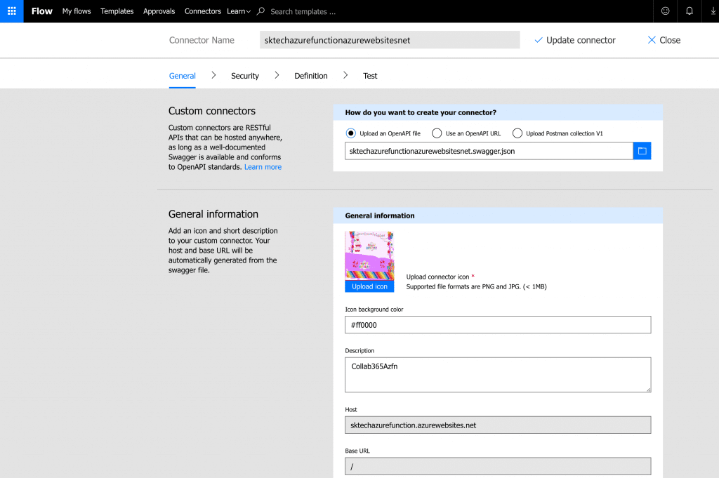 Create a Flow – Custom Connection for the Azure functions - Collab365